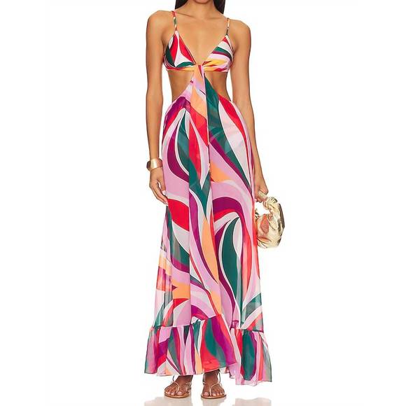 PatBO | Dresses | New Patbo Delos Cutout Beach Dress In Red Multi ...